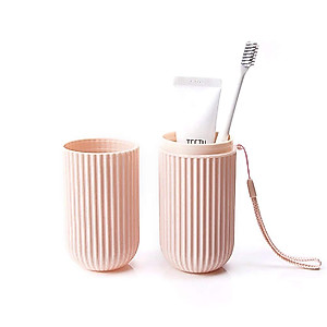 DOBMIT Travel Toothbrush Holder Case, 2 Pack Portable Toothbrush Cup for Travel/Business Trip/Outdoor Camping