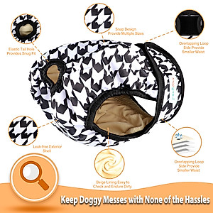 Langsprit Washable Female Dog Diapers (3 Pack) - No Leak Reusable Diapers for Doggy Female in Period - Highly Absorbent Dog Heat Panties with Adjustable Snaps M