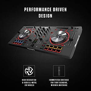 Numark Mixtrack 3 | All-In-One 2-Deck DJ Controller for Serato DJ Including an Long-Throw Pitch Faders, 5-inch High Resolution Jog Wheels and Virtual DJ LE & Prime Loops Remix Tool Kit