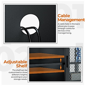 GreenForest TV Stand for 65 Inch TV, LED Lights Entertainment Center with Grid Cabinets for Living Room, 58 inch Television Stands TV Cabinet with 21 Dynamic RGB Modes, Black