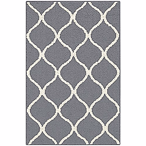 Maples Rugs Rebecca Contemporary Kitchen Rugs Non Skid Accent Area Carpet [Made in USA], 2'6 x 3'10, Grey/White