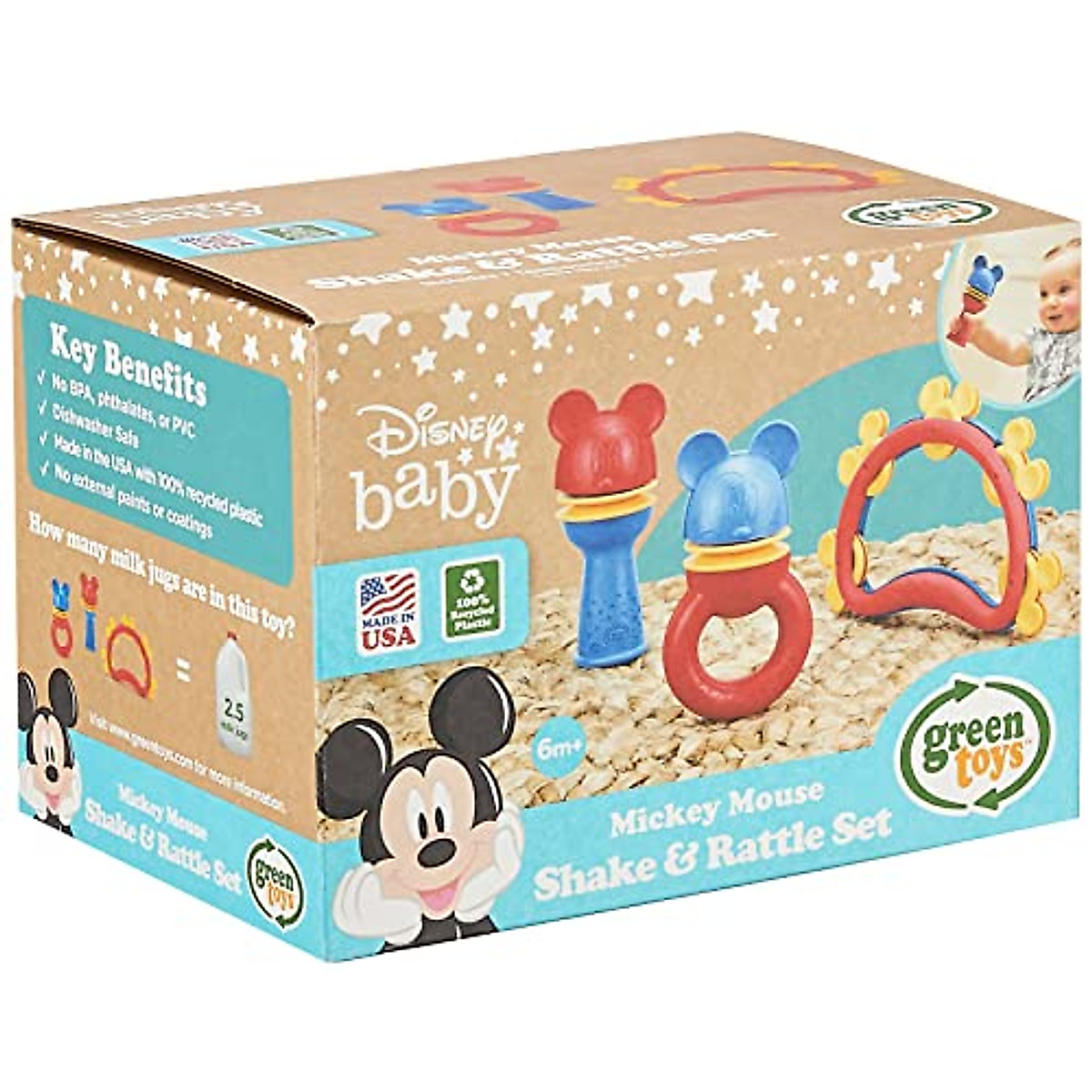 Green Toys Disney Baby Exclusive - Mickey Mouse Shake & Rattle Set, DSRTS-1435