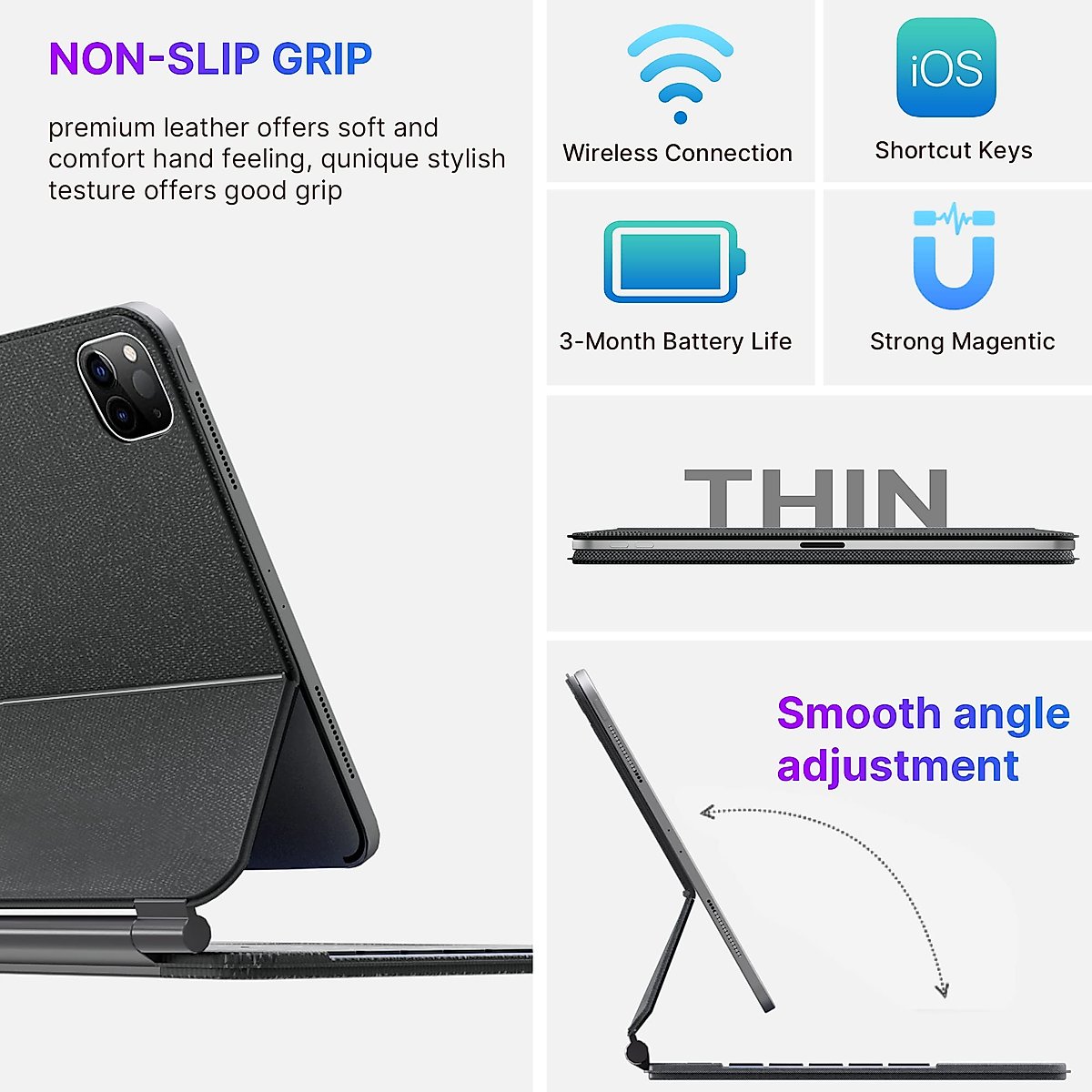 edaiser Magic iPad Keyboard Case; 10.9 inch 2022 iPad Air 5th 2020 4th Generation and iPad Pro 11 3th 2nd 1st Gen 2021 2018 Smart Touch Keyboard with Trackpad Bluetooth Backlit Folio Magnetic Leather