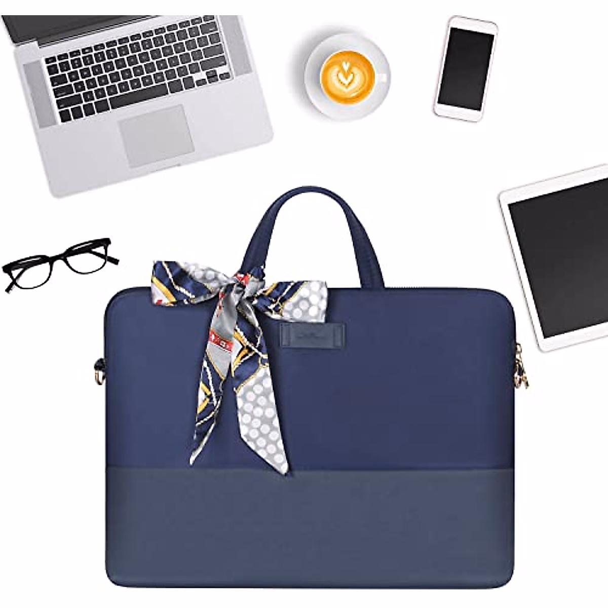 Laptop Bag for Women 15.6-Inch Carrying - Computer Bag Laptop Case Shoulder Slim Work Travel (Blue)