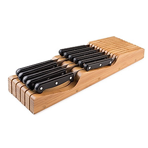 Bellemain 100% Pure Bamboo in Drawer Knife Block, Knife Organizer. Store Knives Safely with The Blades Down. Storage Solution for Your Kitchen, Drawer Knife Organizer