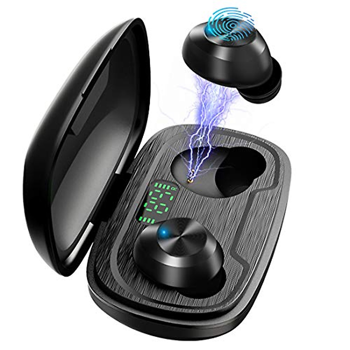 WELUV Wireless Earbuds in-Ear Bluetooth 5.0 Stereo Sound HiFi Touch Control TWS Earphones with Charging case Noise Cancellation Deep Bass Headphones Waterproof for Sport Workout Office Gym