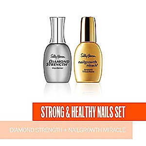 Sally Hansen Diamond Strength Instant Nail Hardener and Nailgrowth Miracle Serum, Nail Kit, Pack of Two, High-Powdered Hardener, Ends Cracking, Splitting and Peeling