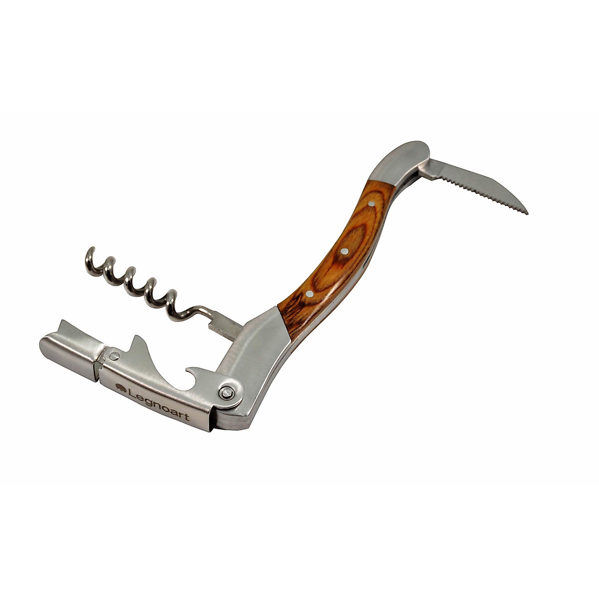 Legnoart Memorabile 4-Piece Professional Wine Set: Wine Opener, Champagne Stopper, Drip Collar, Wine Pourer