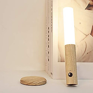 Seeloon Motion Sensor Night Lights Magnet Body Sensor Hallway Night Lights Rechargeable Led Light Portable Stairway Night Lights Wooden Wall Sconce Battery Operated Wall Sconces (Ash Wood)