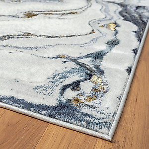 LUXE WEAVERS Marble Effect Abstract Blue 8x10 Area Rug