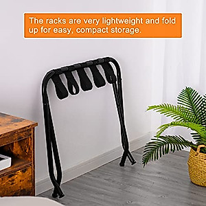 Heybly Luggage Rack,Steel Folding Suitcase Stand for Guest Room Bedroom Hotel,Black,HLR001B1