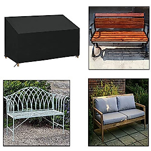 Bliifuu Outdoor Bench Cover, 2-Seater Patio Chair Cover Waterproof UV Resistant Rip Proof, Garden Furniture Sofa Cover 52.7 Inch, Black
