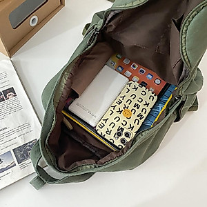 MaxxCloud Vintage Canvas Backpack Daypack Tote Satchel Hiking Knapsack Travel Backpack Handbag Purse Rucksack(583 Olive)