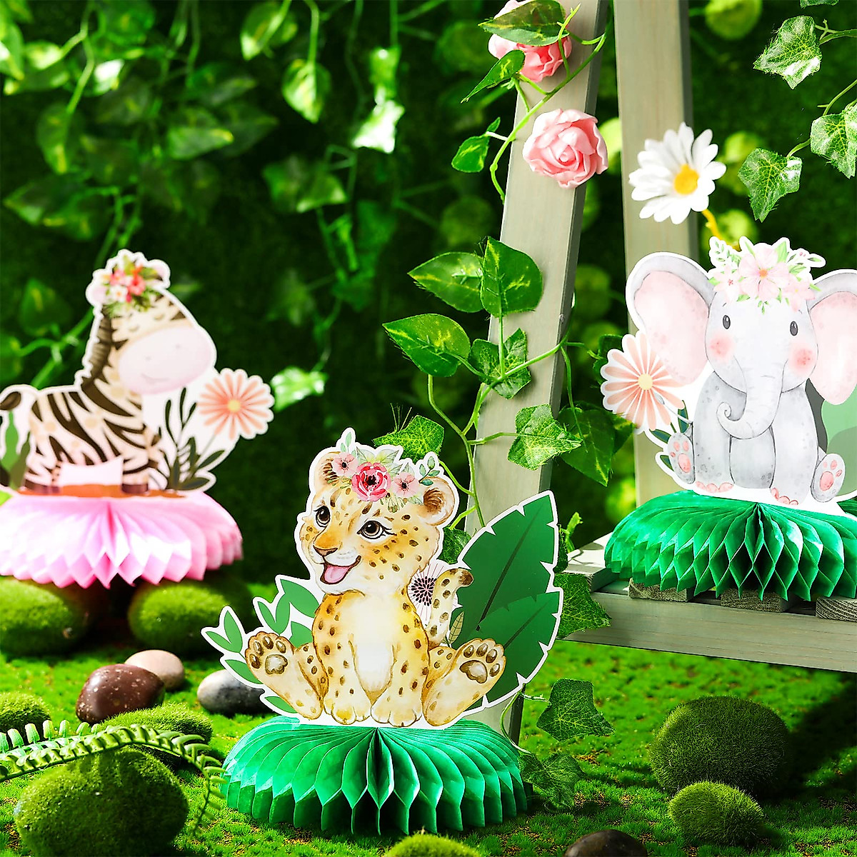10 Pcs Two Wild Birthday Party Decorations Safari Table Centerpiece Jungle 2nd Animals Safari Centerpieces for Tables Animals 3D Table Decor for Boy Girl Safari Birthday Baby Shower Party Supplies