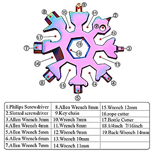18-in-1 Snowflake Multi-Tool Screwdriver, Stainless Steel 18-1 Multitool Snow Tool (Aurora)