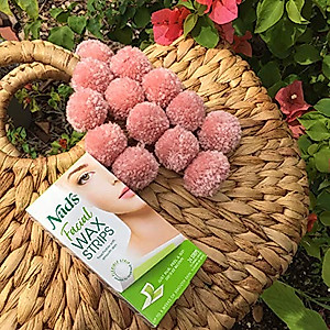 Nad's Facial Wax Strips - Facial Hair Removal for Women - Waxing Kit With 48 Face Wax Strips + 8 Calming Oil Wipes + Skin Protection Powder