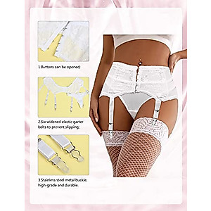 comeondear Women's Garter Belt Plus Size High-Waisted Garter Belts and Stockings Set Lace 6 Elastic Suspender Belt（Including Stockings