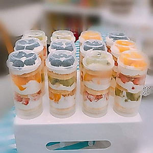 Jucoan 30 Pack Cake Pop Shooter, Round Plastic Jelly Ice Cream Push-up Containers with Lids Base and Stick for Dessert, Confetti Push Pop Shooters for Wedding