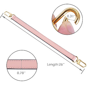 Genuine Leather Plain Strap Replacement Top Handle Leather Strap for Handbag (Pink, 26 in)