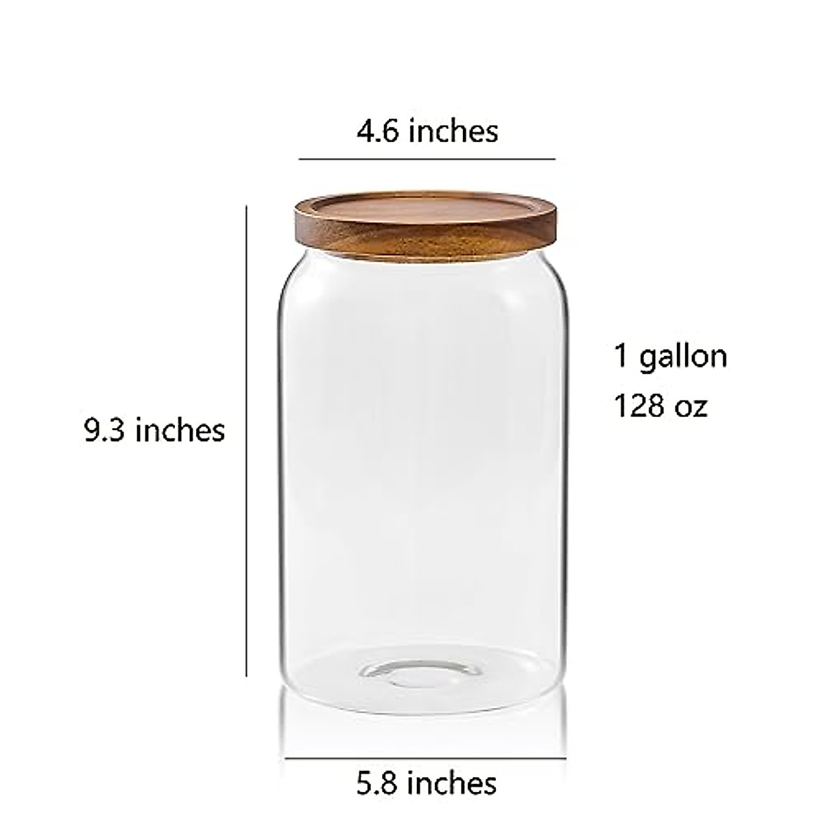 Sweejar Large Glass Candy Jars with Wooden Lids, 1 Gallon Glass Jar with Lid, Sugar/Flour Storage Containers, Big Glass Canisters with Airtight Lid, 1 Pack, Hand Lid