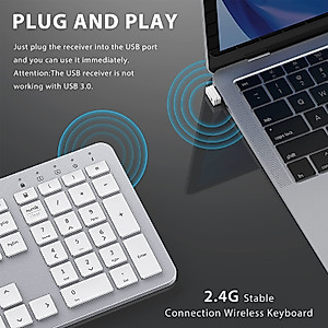 iClever GK08 Wireless Keyboard and Mouse - Ultra Slim Keyboard and Mouse Combo, Full Size Design with Number Pad, 2.4G Stable Connection Slim Keyboard and Mouse for Windows, Mac OS Computer (Silver)