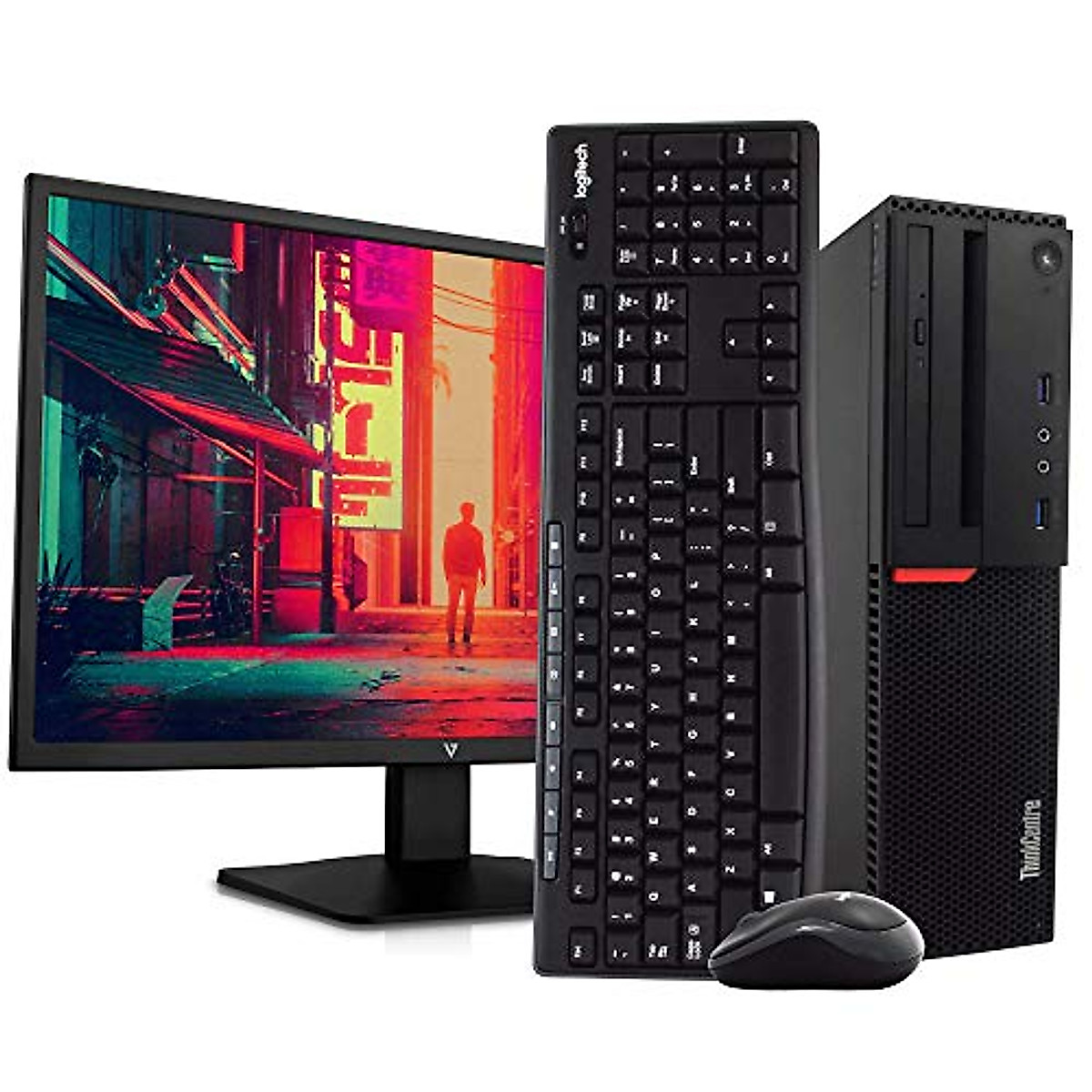 Lenovo ThinkCentre M900 PC Desktop Computer - Intel i5-6500 3.20GHz, 16GB RAM, 1TB HDD, Windows 10 Pro, New 23.6-inch FHD Monitor, Wireless Keyboard & Mouse, New 16GB Flash Drive, Wi-Fi (Renewed)