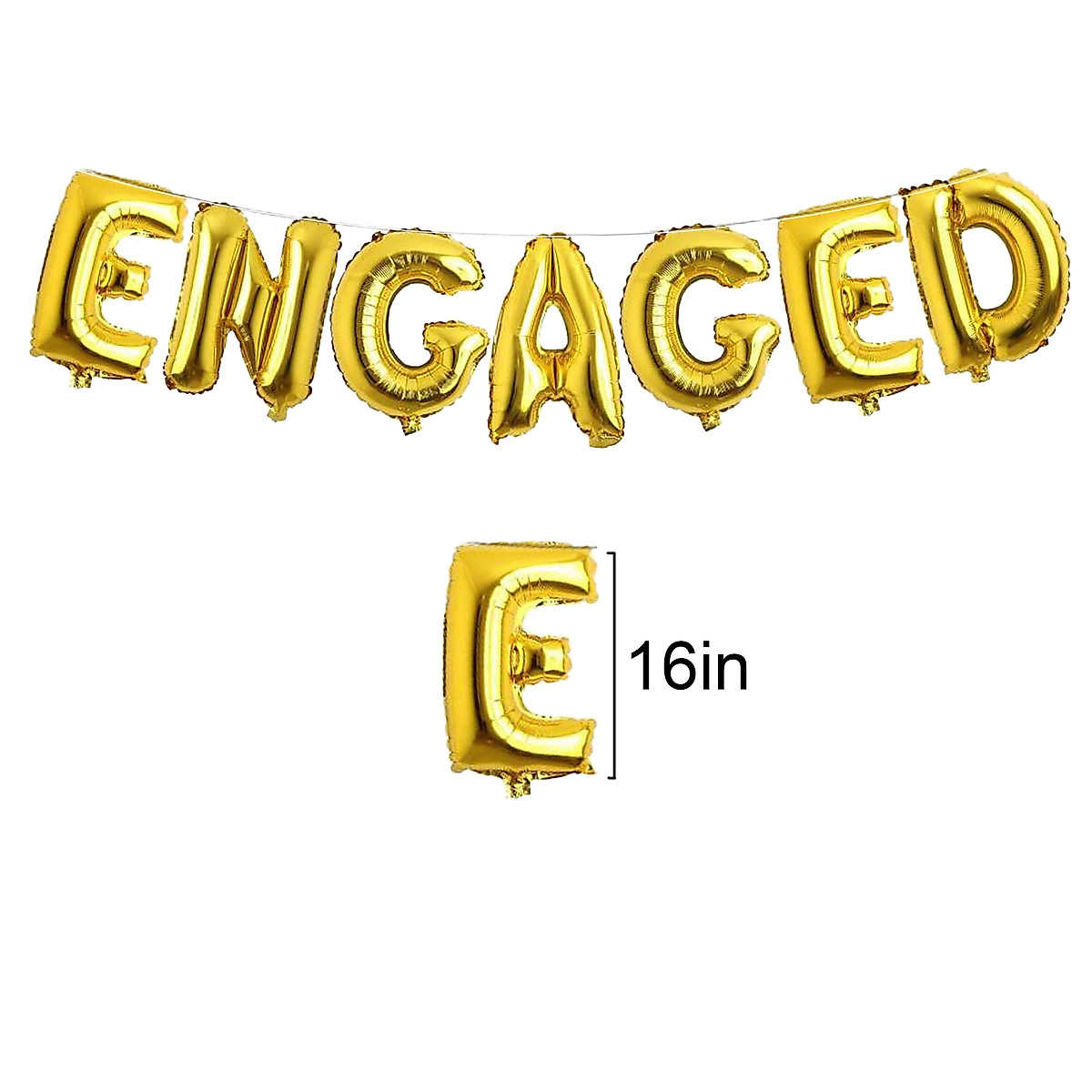 Gold 16INCH Engaged Party Balloon Engagement Golden Aluminum Foil Letters Balloons for Woman Girls Bridal Shower Party Engagement Decorations Party Supplies