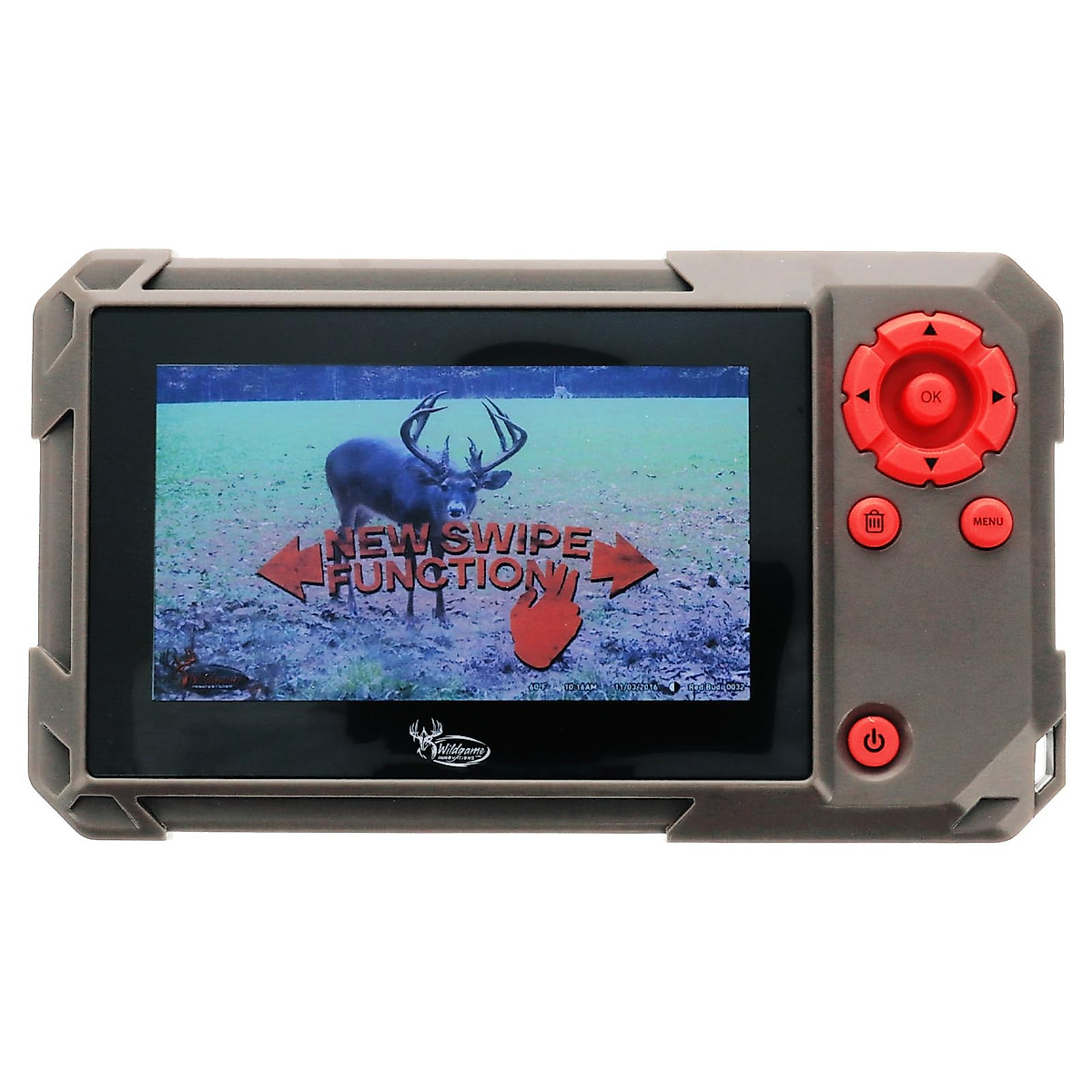WILDGAME INNOVATIONS Trail Pad Swipe | VU60 SD Card Viewer for Hunting & Wildlife Observation | Compact Water-Resistant Memory Card Reader with 4.3" Touch Screen, Dark Green