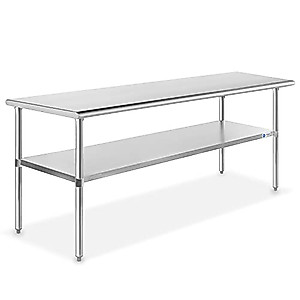 GRIDMANN Stainless Steel Work Table 72 x 24 Inches, NSF Commercial Kitchen Prep Table with Under Shelf for Restaurant and Home