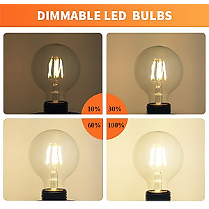 ALAMPEVER G25 Globe Light Bulbs 60 Watt, Vanity Lights LED Bulbs, Dimmable Decorative E26 Light Bulb 3000K Soft White, 800LM, 4PACK