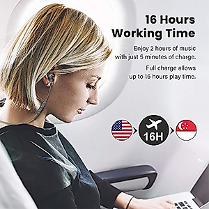 Wireless Headphones, Boltune Bluetooth 5.0 IPX7 Waterproof 16 Hours Playtime Bluetooth Headphones, with Magnetic Connection, Sports Earbuds for Running Built-in Mic (Grey)