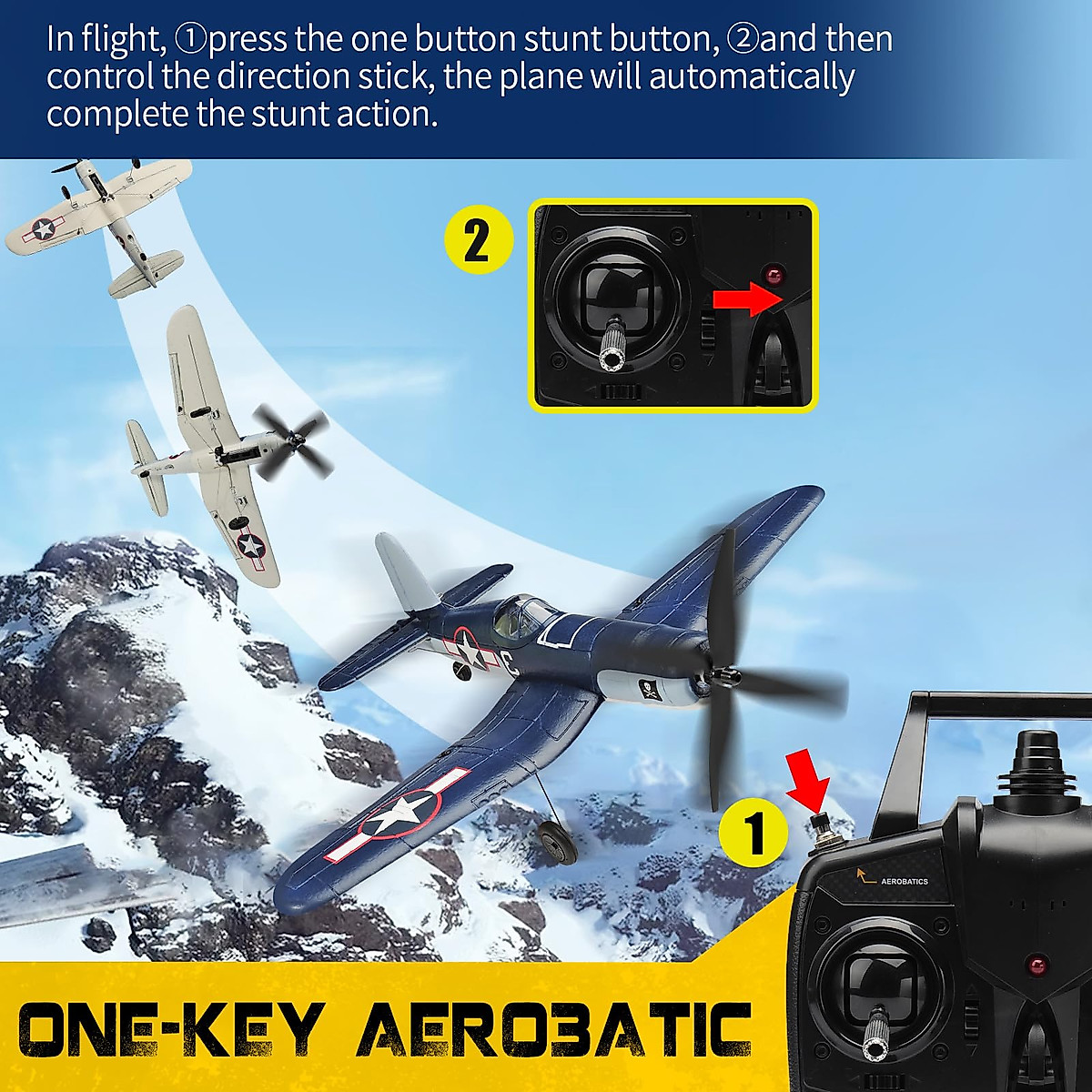 RoofWorld 2023 New Upgrade F4U Corsair RC Plane 4 Channel RTF Remote Controlled Aircraft RC Airplane for Beginners Adult with Xpilot Stabilization System & One Key Aerobatic