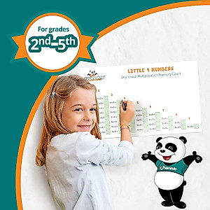 Channie’s Dry Erase My Little 9 Numbers Multiplication Chart to Help Children Ages 6+ Learn, Write & Practice All in One Poster, 8.5" x 14"