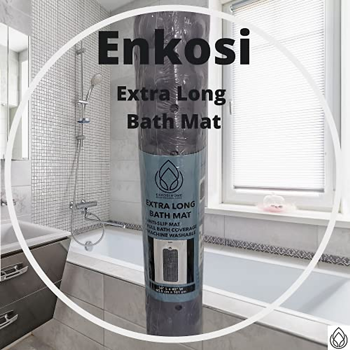 ENKOSI Large Bath Mat - Shower Mat Non Slip - Non Slip Bathtub Mat - Long 40 x 16 Inch Bathroom Mats for Tub Nonslip - Anti Slip Bathmats - Tub Mat - Bathtub Mat Non Slip - Bath Mat for Tub (Black)