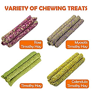 Sofier Timothy Hay Treats Rabbit Toys Bunny Toys Guinea Pig Toys Hamster Toys Natural Chews for Teeth Handmade Rabbit Chews and Treats Chinchilla Rat Gerbil