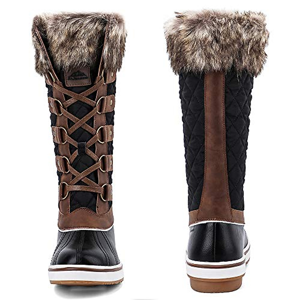 ALEADER Winter Boots for Women, Fashion Waterproof Snow Boots Cold Weather Shoes Black/Brown 10 D(M) US