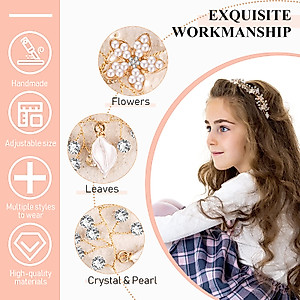 2 Pieces Elegant Gold Rhinestone Pearl Headbands with Ribbons - Flower Girl Headpieces, Hair Accessories for Toddler, Teenager Birthday Party