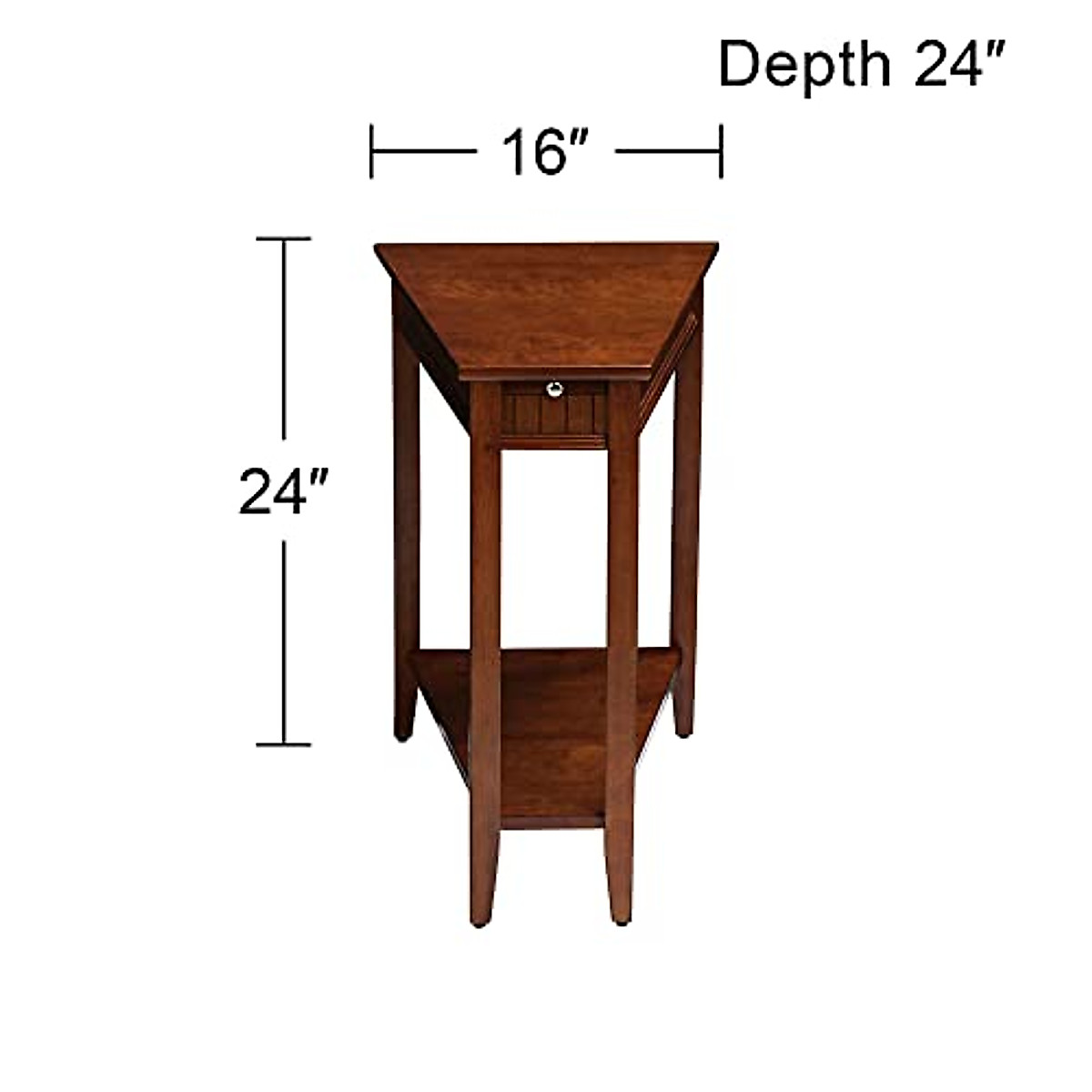 Elm Lane Bentley-II Farmhouse Rustic Cherry Wood Accent Table 16" x 24" with Slide-Out Tray and Shelf Brown for Space Living Room Bedroom Bedside Entryway Home House Balcony Office