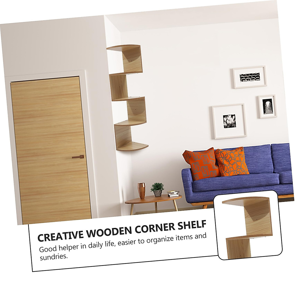 Abaodam Stylish Wooden Shelf Wall Mount Wooden Storage Rack Book Case 5 Layers