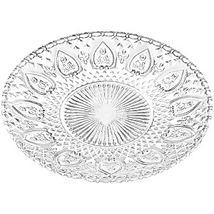 Coloch 12 Pack 8 Inch Glass Salad Plate, Carved Dessert Plate Reusable Snack Plate Food-grade Glass Fruit Plate for Kitchen, Living Room, Bar, KTV, Tea Table Decoration