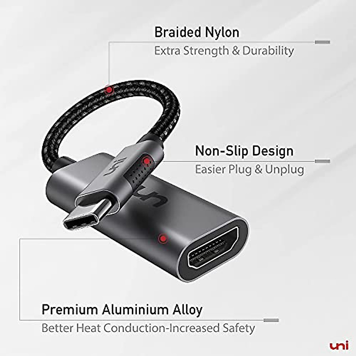 uni USB-C to HDMI Adapter 4K@60Hz, Thunderbolt 3/4 to HDMI Adapter, HDMI to USB-C Adapter, Compatible with MacBook Pro/Air 2022, iPad Pro/Air, XPS, Surface Laptop, Chromebook, & More