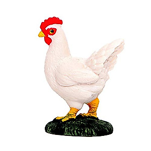 Amosfun 2pcs Miniature Chickens Rooster Figurines Cake Toppers Fairy Garden Decorations Ornaments Micro Landscape Bonsai Dollhouse Accessories (White Cock)
