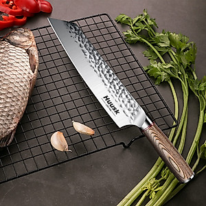 Huusk Japan Knife, 8 Inch Kiritsuke Chef Knife Professional, High Carbon Steel Japanese Hand Forged Sushi Fish Knife Father's Day Christmas Gift Men Women, Ergonomic Pakkawood Handle