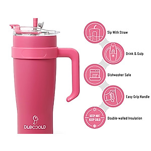DLOCCOLD 40oz Tumbler with Handle, Straw & Lid, Double Wall Vacuum Reusable Stainless Steel Insulated Water Bottle, Travel Mug Cup, Modern Tumblers Cupholder Friendly (dreamland)