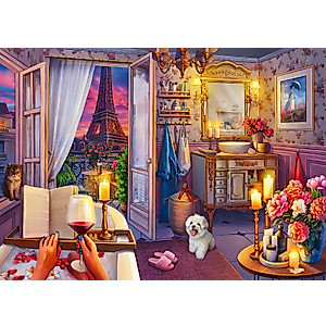 Ravensburger Cozy Bathroom Jigsaw Puzzle - 500 Piece Large Format | Adult Friendly | Unique Softclick Technology Vibrant & Glare-Free | FSC-Certified Sustainable Product