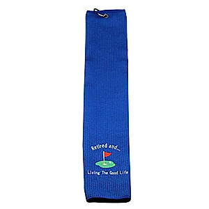 PXTIDY Funny Retired Gift Retirement Golf Towel for Women Men Retired and Living The Good Life Retired Golfer Gift Golfing Golf Towel Enjoy Retirement Live Gift (Blue)