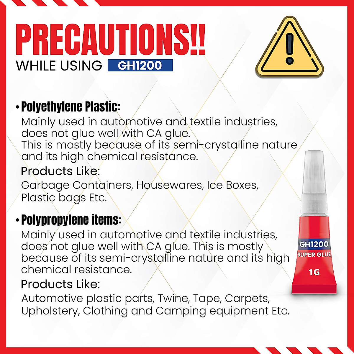 1 Gram (Pack of 24) Single use Super Glue All Purpose, Super Fast, Thick & Strong Adhesive Superglue, Cyanoacrylate Glue for Hard Plastics, DIY Craft, Ceramics, Frame, Leather, Metal Etc