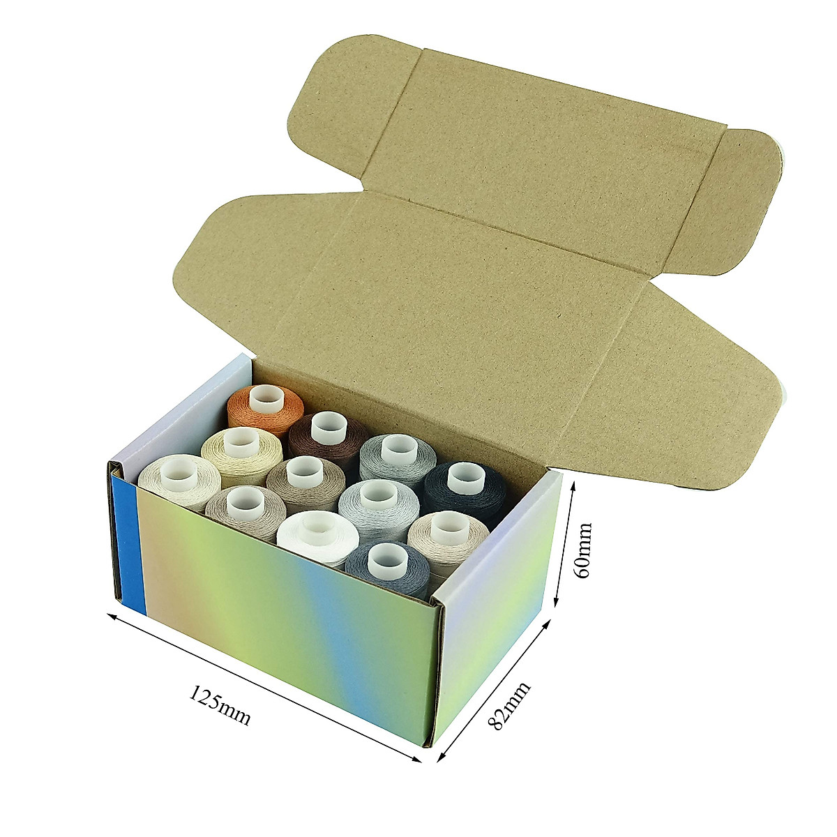 Simthread 12 Multi Colors All Purposes Cotton Quilting Thread 50s/3 Thread for Piecing Sewing etc - 550 Yards Each (Neutral Colors)