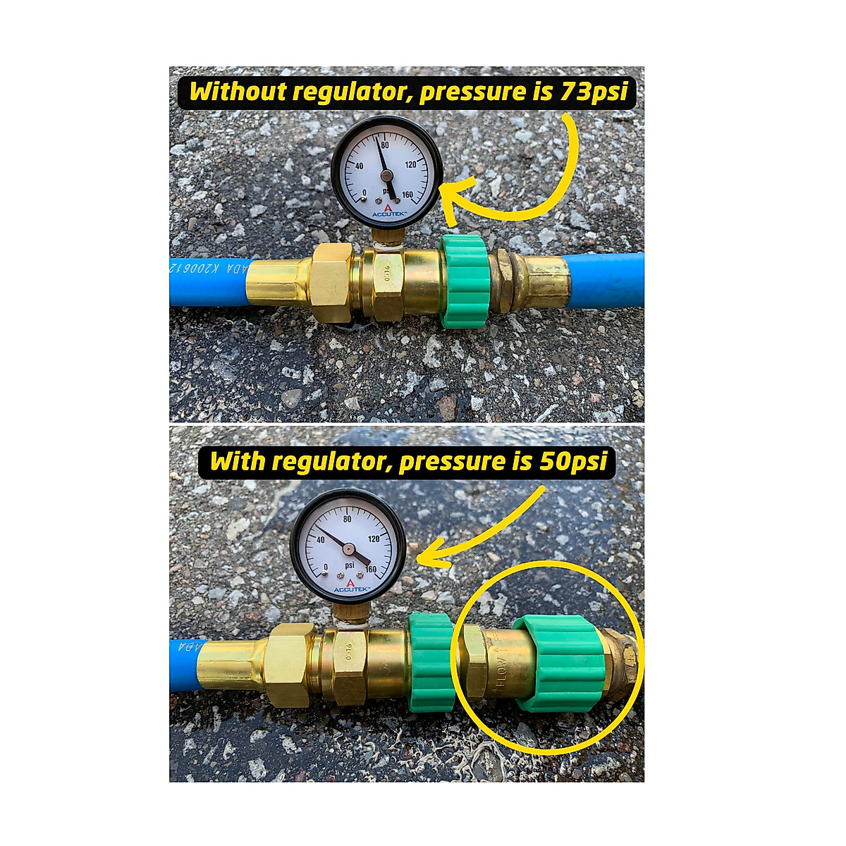 Fairview RV Water Pressure Regulator - High Flow @ 55 PSI, Lead-Free Design, Heavy Duty Brass, Screened Washer