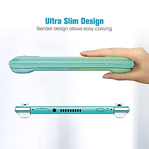 Fintie Slim Carrying Case for Nintendo Switch Lite 2019, Shockproof Protective Portable Carrying Cases, [Slim Fit] Travel Storage Hard Shell w/8 Game Cartridges & Adjustable Hand Strap, Seaside Ombre